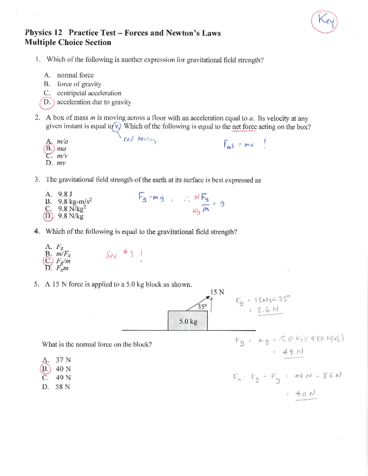 Dynamics Practice Test Key - Studocu