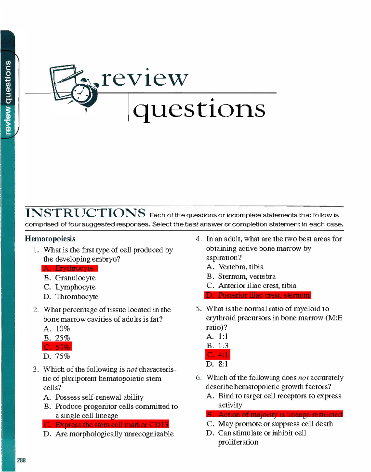 HEMA ( Ciulla) - BS Medical Technology - • \ review I questions INS TRU ...