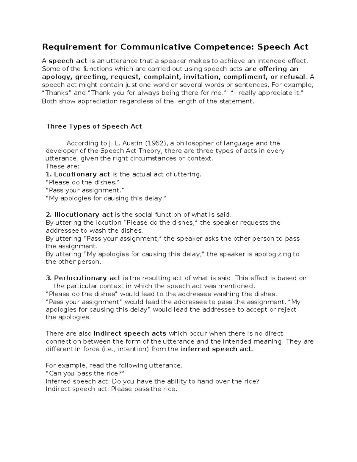 Oral Com Requirement for Communicative Competence - Requirement for ...