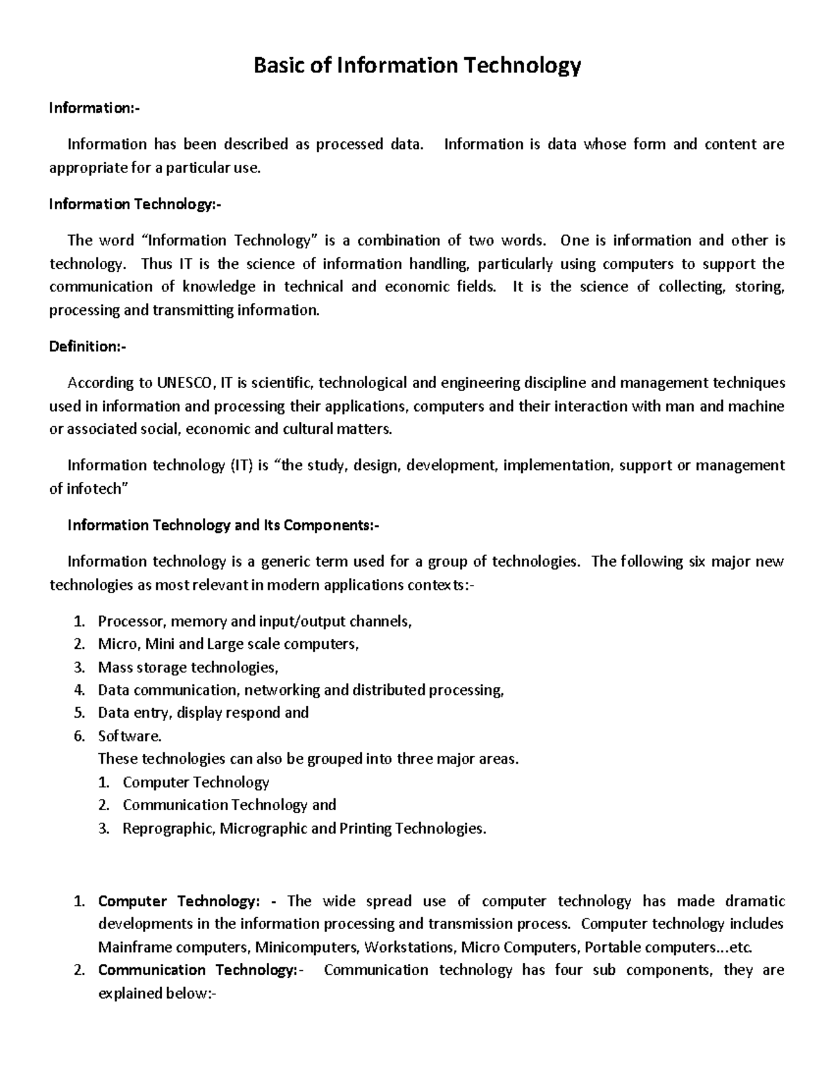 GI Module 2-1-3 - Lecture notes - Basic of Information Technology ...