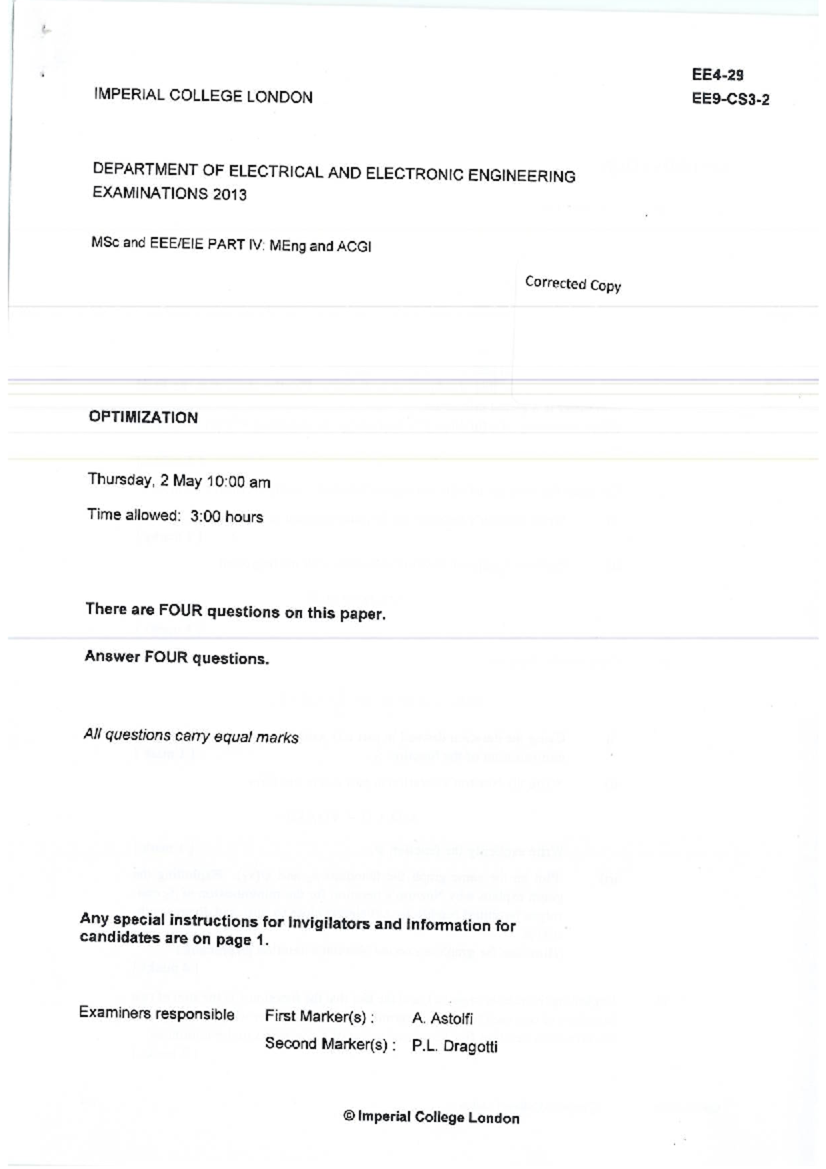 Exam 1 May 2013, questions and answers - EE4-29 IMPERIAL COLLEGE LONDON ...