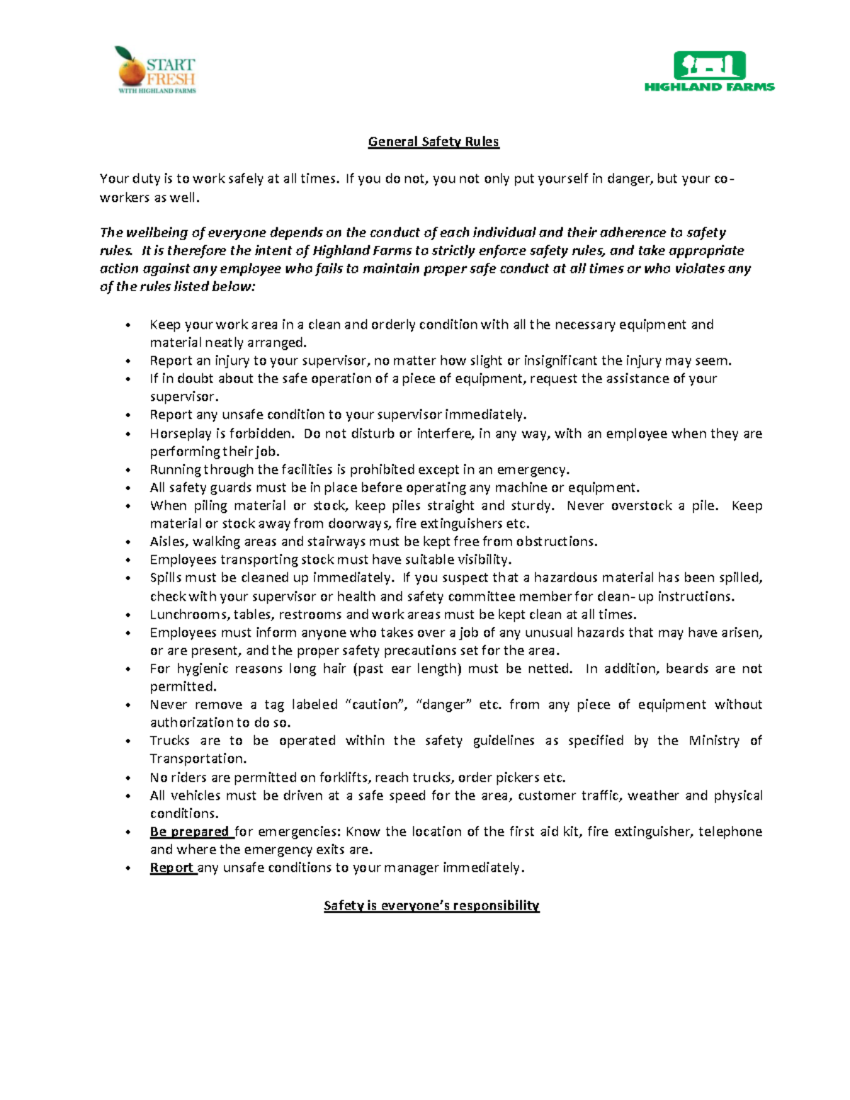 General Safety Rules - General Safety Rules Your duty is to work safely ...