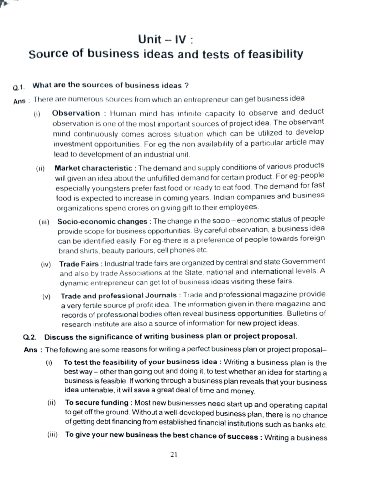 Ep unit 4 - BBA 4th semester Entrepreneurship notes. - Unit IVV: Source ...