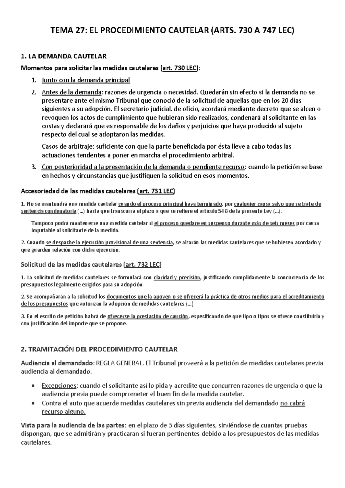 TEMA 27. Procedimiento Cautelar - Warning: TT: undefined function: 32 Warning: TT: undefined ...