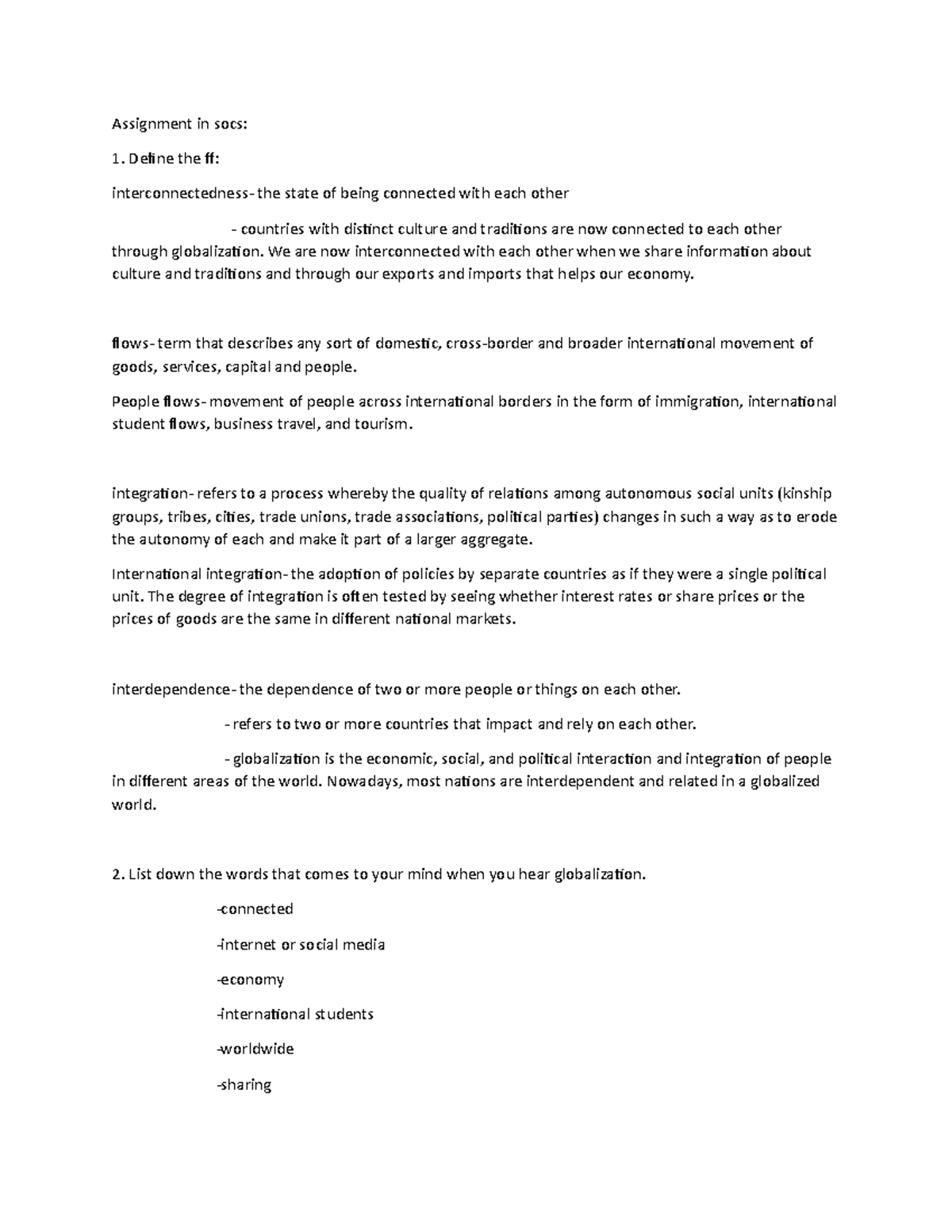 Contemporary World Lecture Notes Globalization - Assignment in socs ...