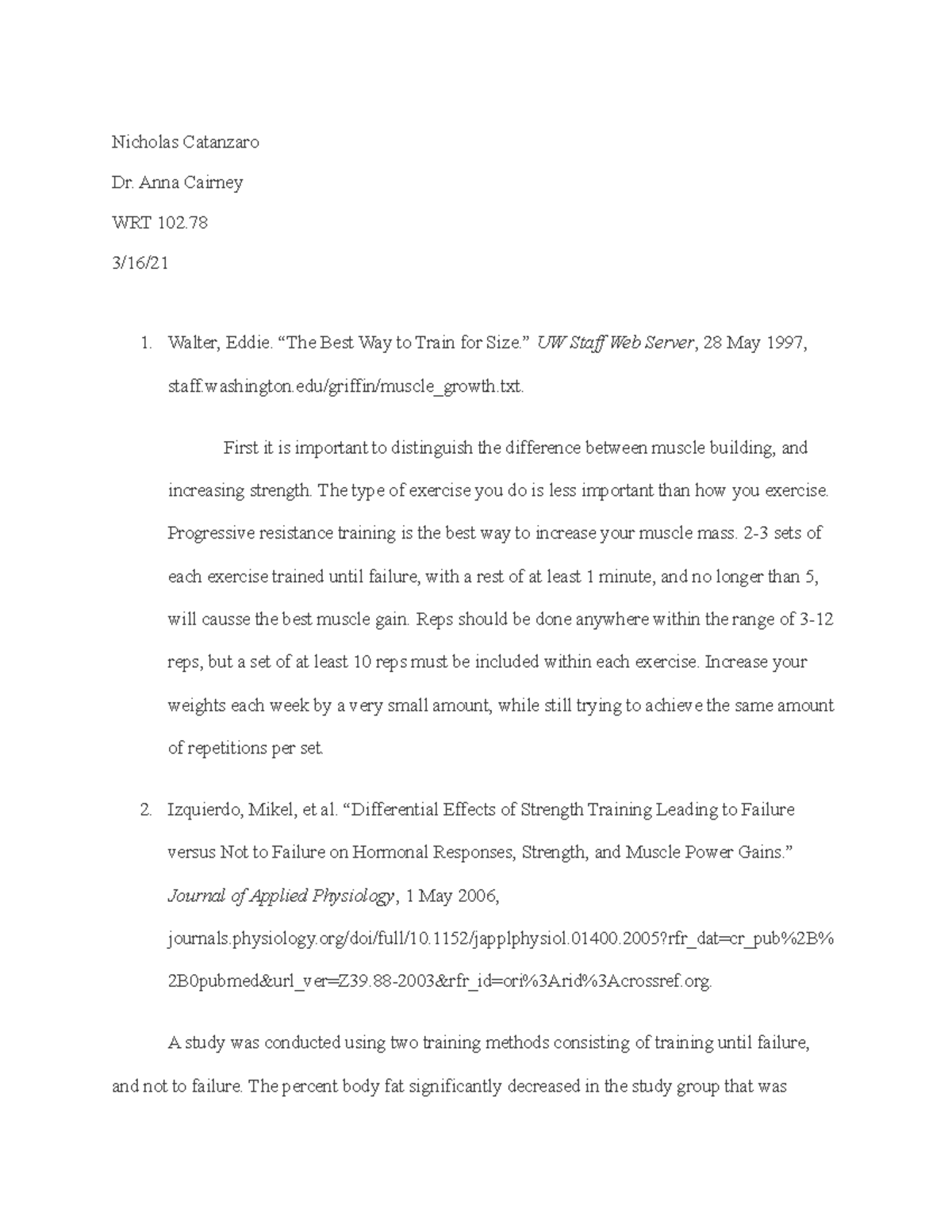 Anotated Bibliography - Nicholas Catanzaro Dr. Anna Cairney WRT 102. 3 ...