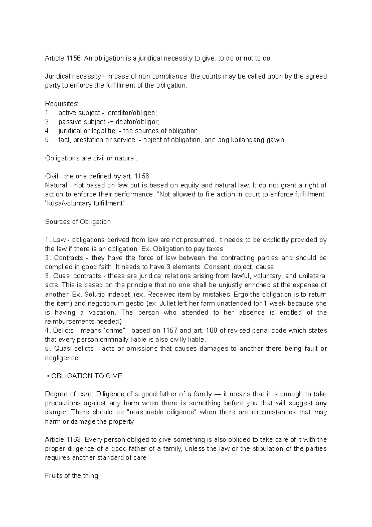 Rfbt Rfbt Article 1156 An Obligation Is A Juridical Necessity To