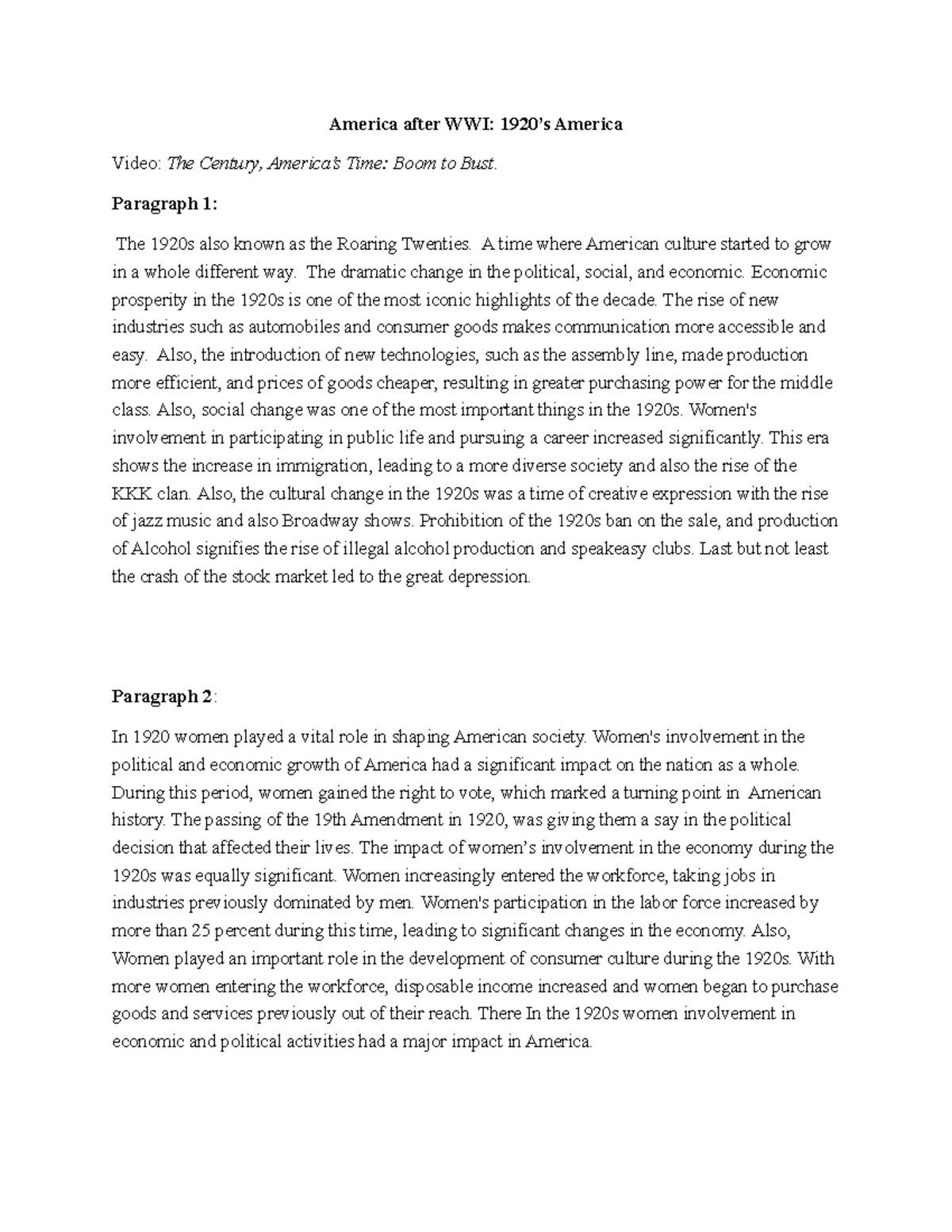 1920s timeline - All you need to know about assignments. - America ...