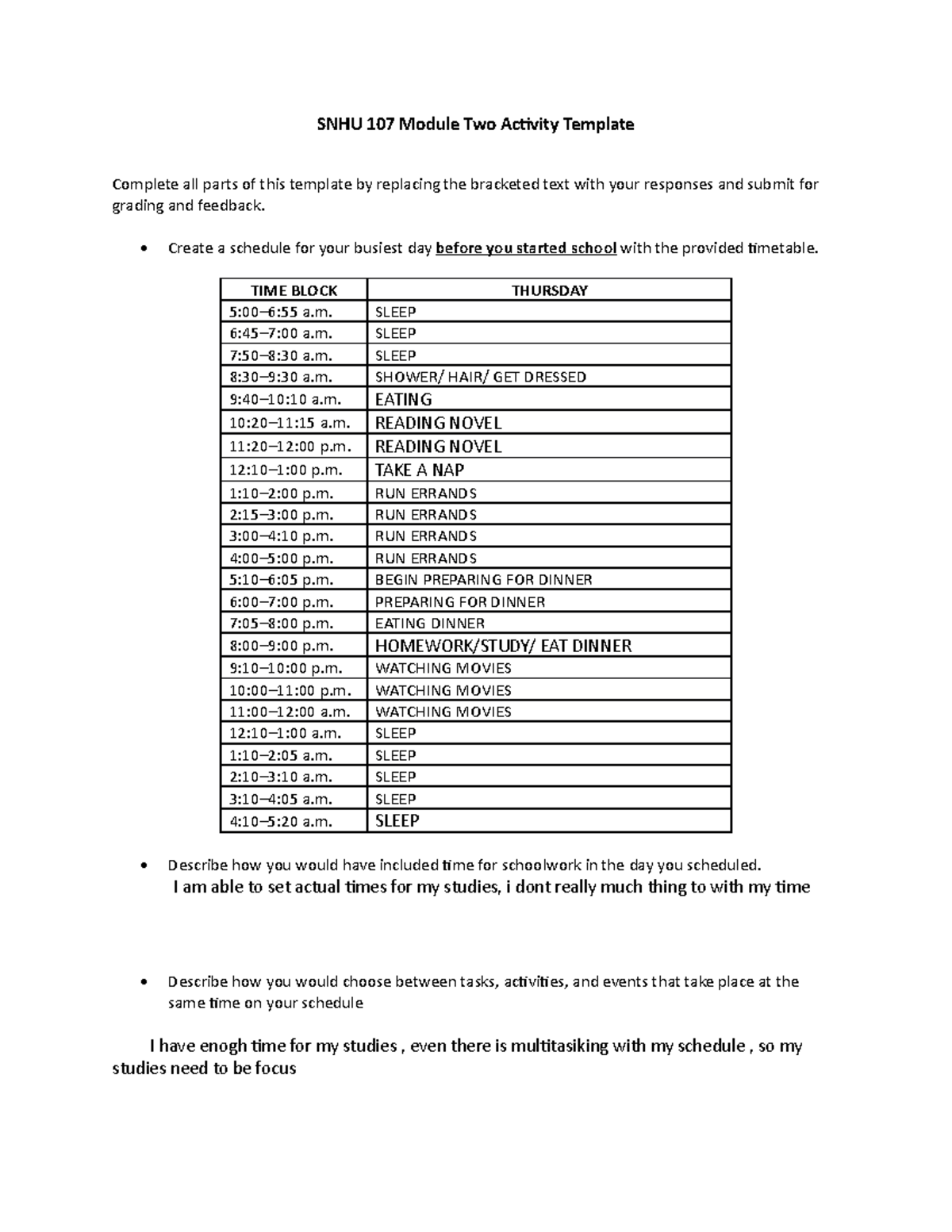 SNHU 107 Module Two 2255 assignment 02 - SNHU 107 Module Two Activity ...