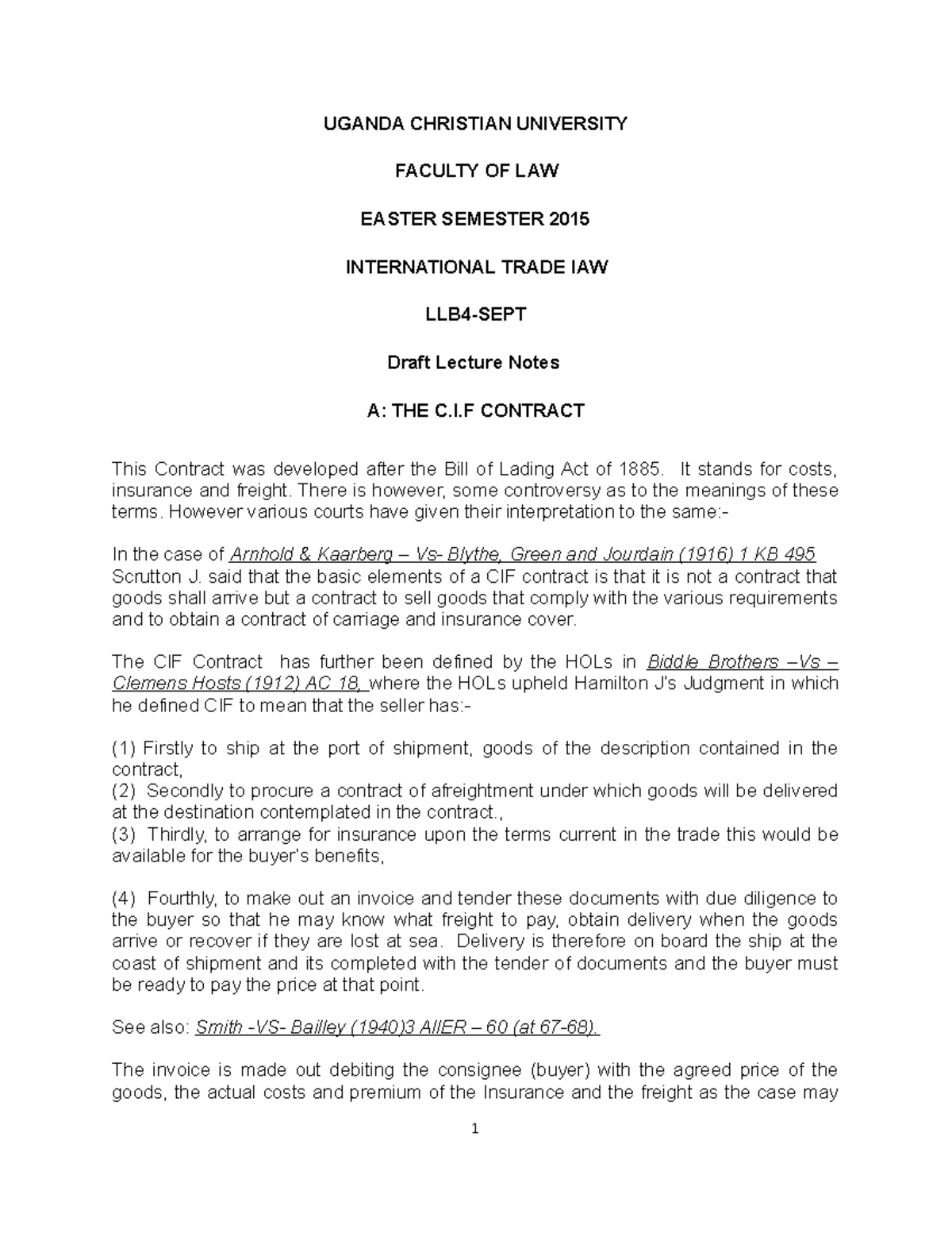 CIF - Document - UGANDA CHRISTIAN UNIVERSITY FACULTY OF LAW EASTER ...