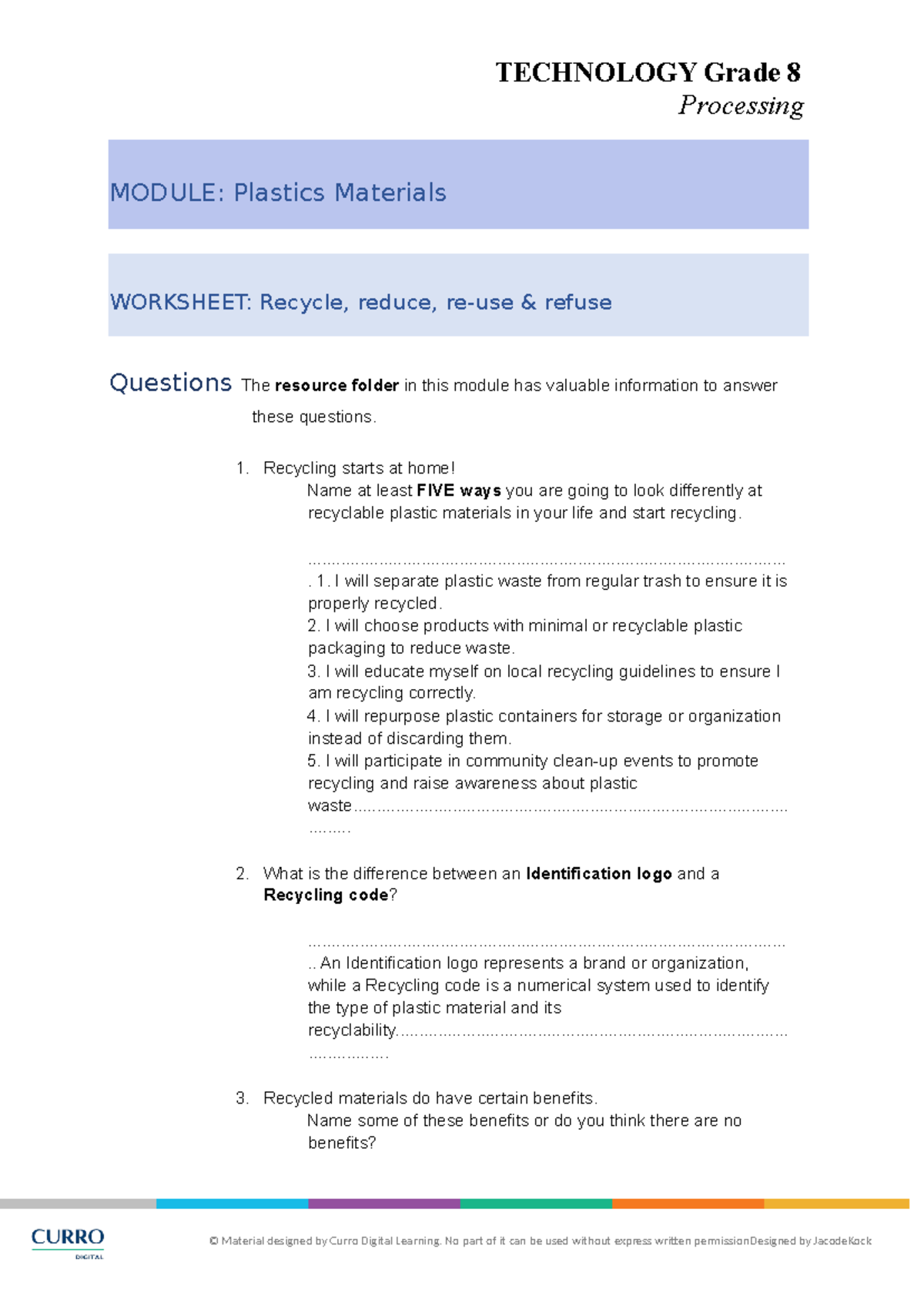 kiss my bala plz - TECHNOLOGY Grade 8 Processing MODULE: Plastics ...