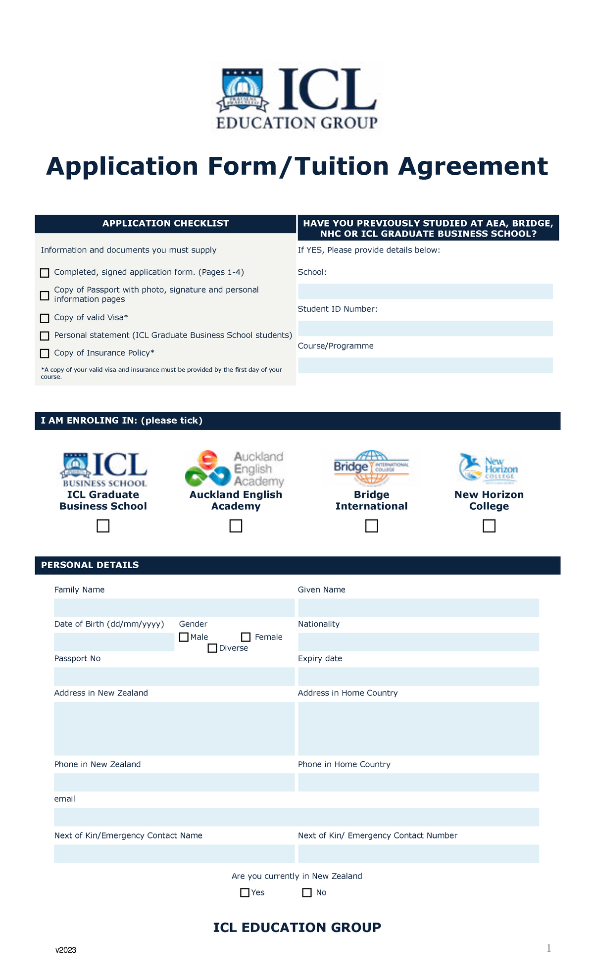 ICL Application Form 2023 updated - 1 Application Form/Tuition ...