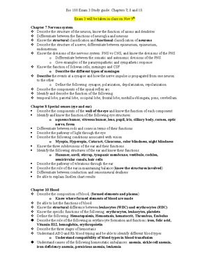 Exam 2 Study guide - Bio 100 Exam 2 Study guide: Chapters 4, 5, and 6 ...