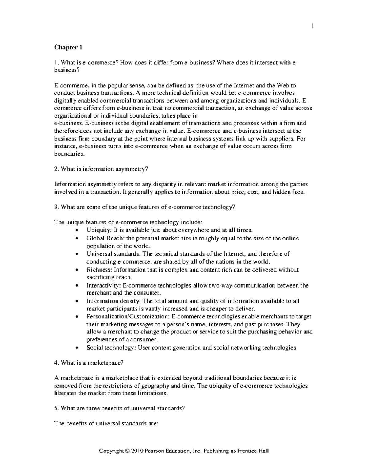 ecommerce notes - Copyright © 2010 Pearson Education, Inc. Publishing ...