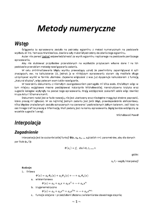 Metody numeryczne instalacja v0 - Metody numeryczna, R. 2023/24 Instrukcja instalacji v0. - Studocu