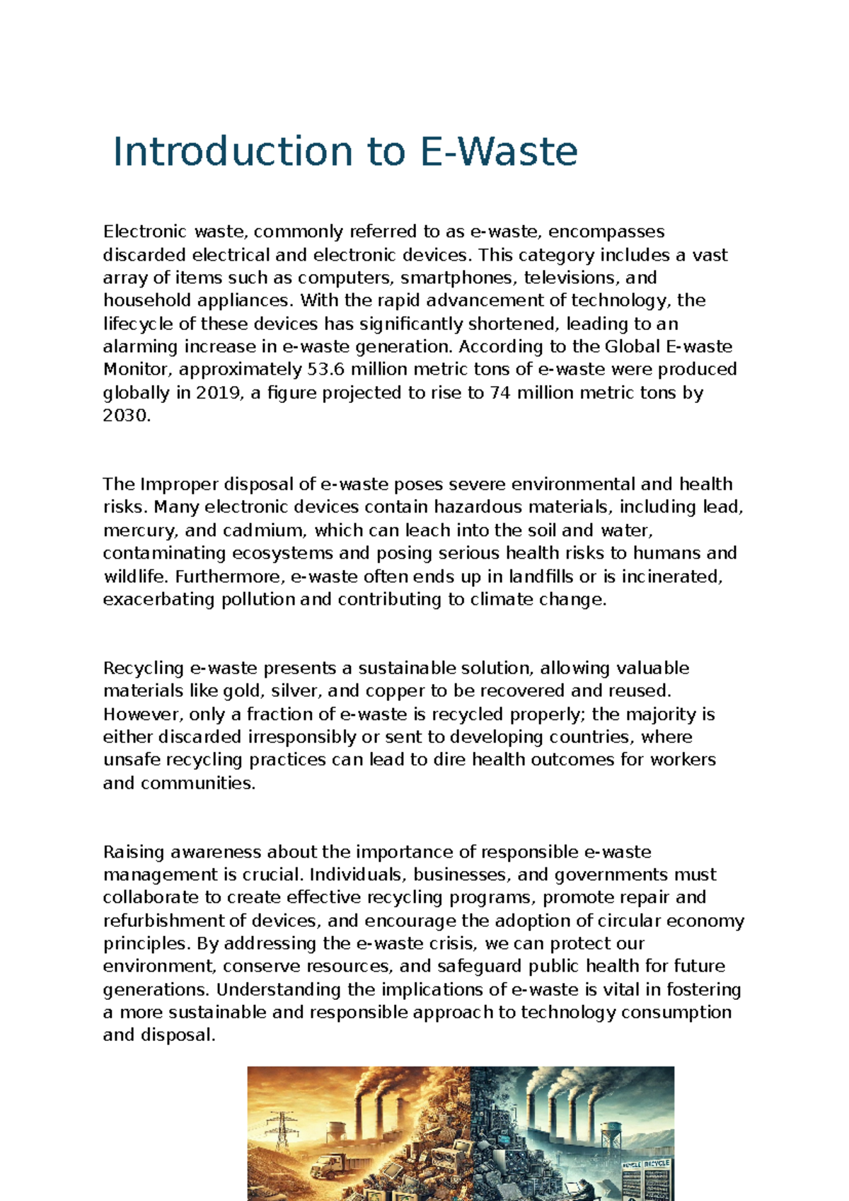 E waste project - Introduction to E-Waste Electronic waste, commonly ...