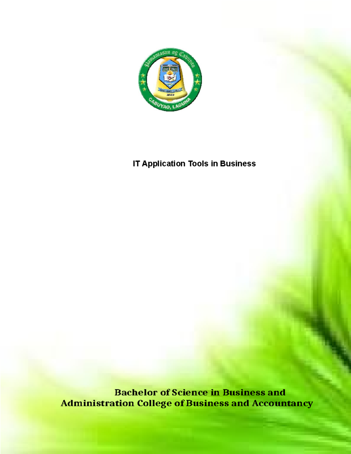 IT Application Tools in Business - IT Application Tools in Business ...