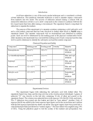 Melting point determination Lab Report - Determination of Melting ...