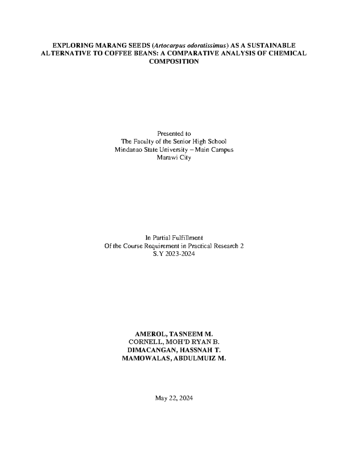 Research-Final - EXPLORING MARANG SEEDS (Artocarpus odoratissimus) AS A ...