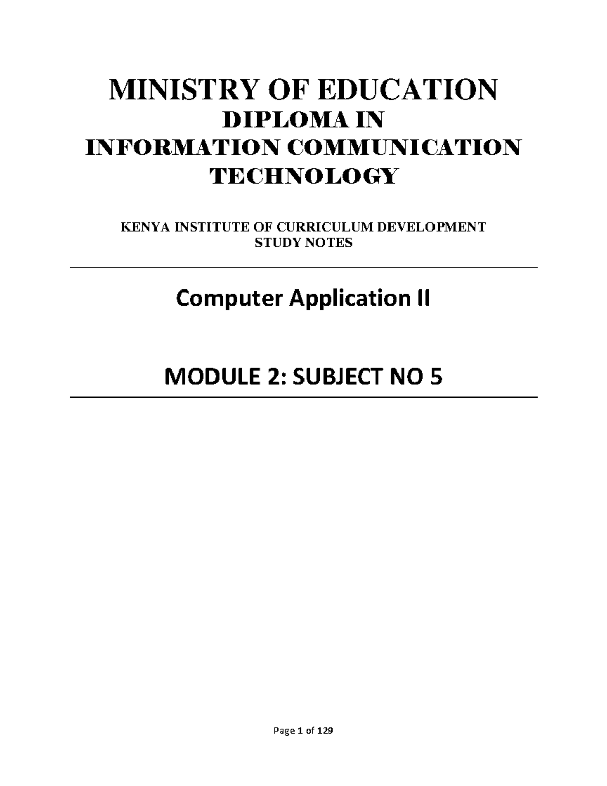 Computer Applications II-Diploma - MINISTRY OF EDUCATION DIPLOMA IN ...