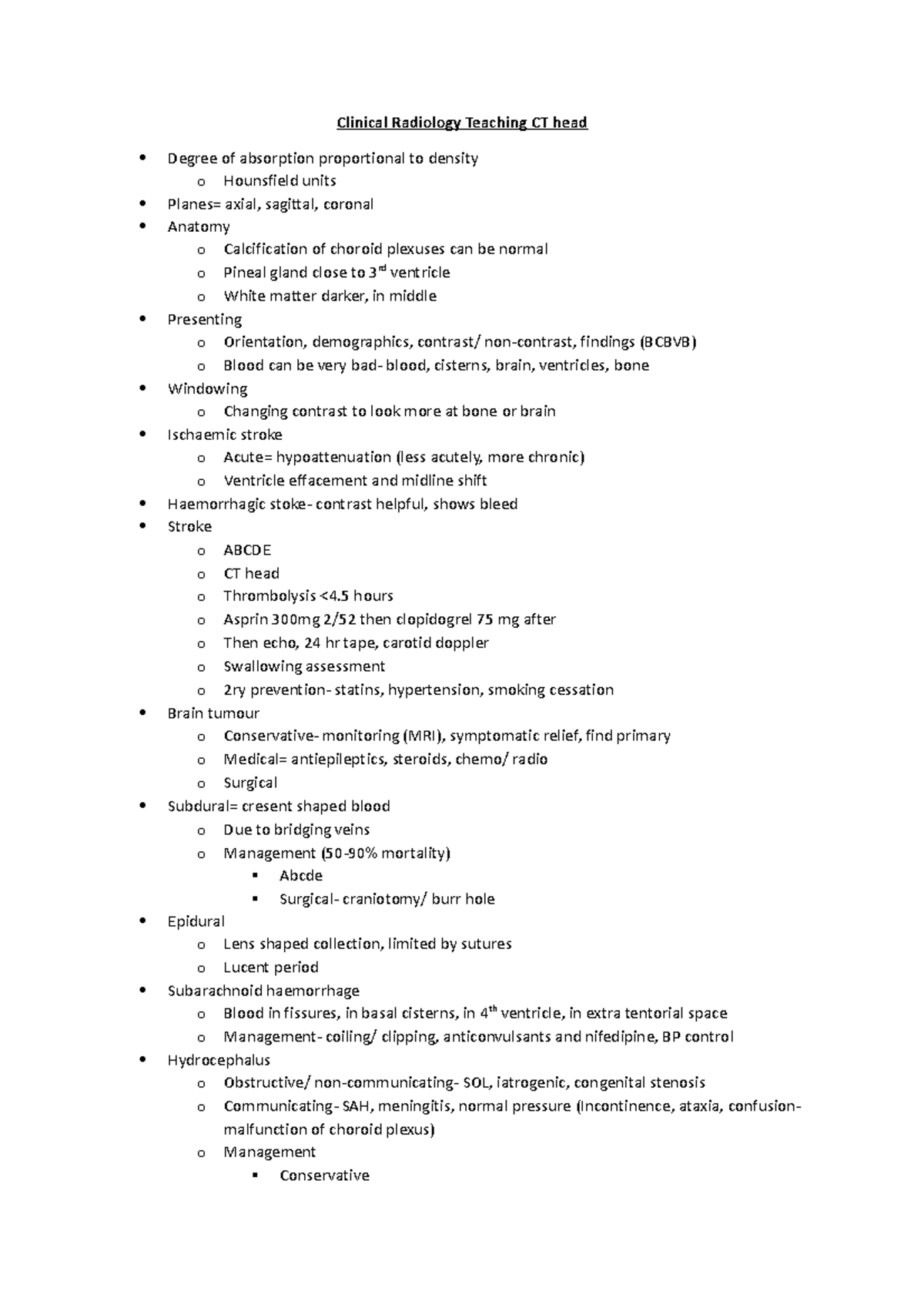 Clinical radiology 3 ct head - Cardiff - Studocu