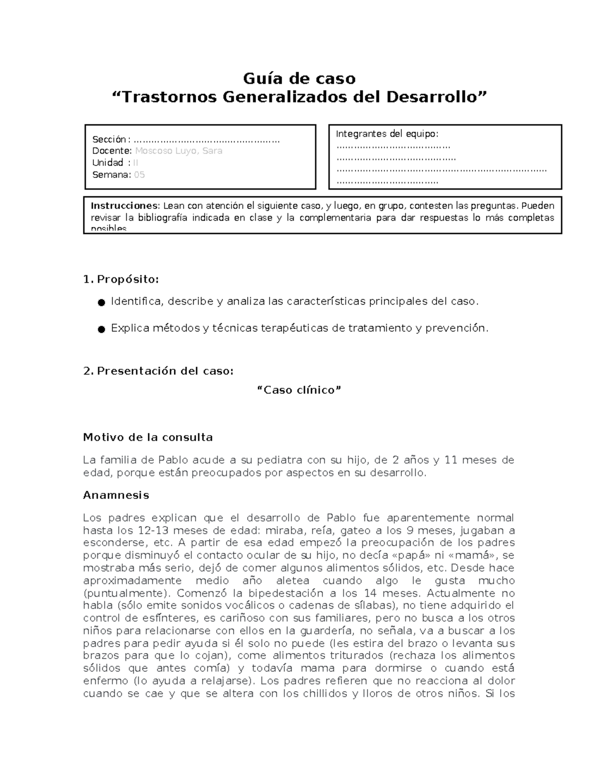 Caso trastorno generalizado del desarrollo - Guía de caso “Trastornos Generalizados del ...