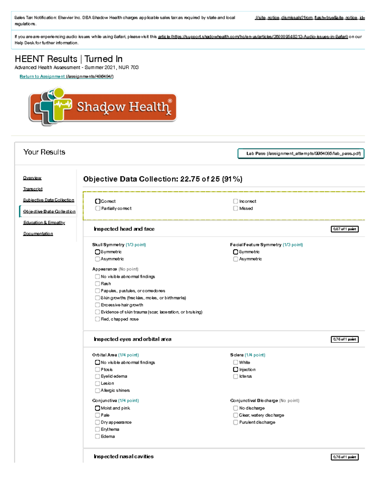 Shadow health Heent objective data - HEENT Results | Turned In Advanced ...
