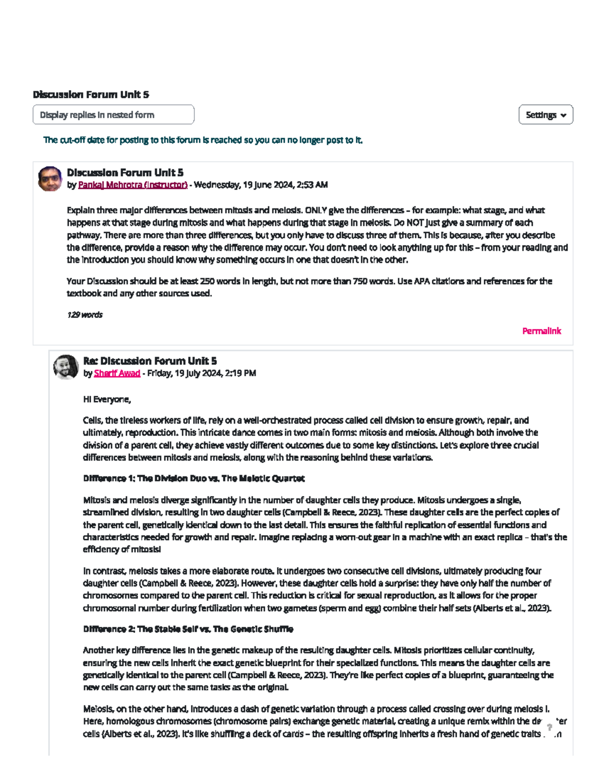 DF 5 HS 4212 - Discussion Assignment - Discussion Forum Unit 5 Display ...