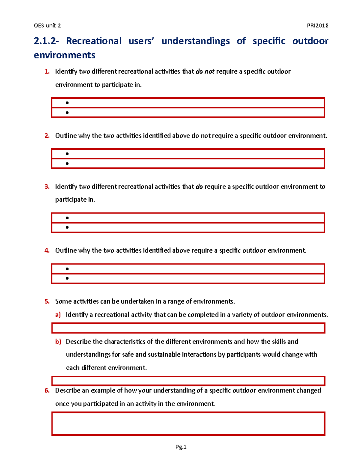 2.1.2- recreation users understanding- work book - OES unit 2 PRI 2.1 ...