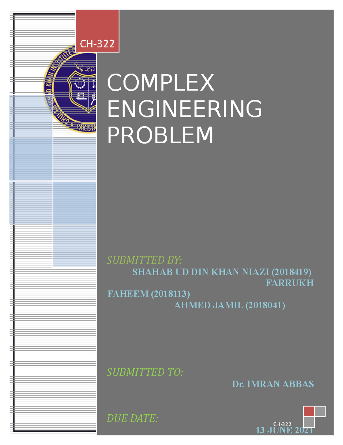 CEP CRE - Material can be helpful for preparation of CRE exams - COMPLEX ENGINEERING PROBLEM ...