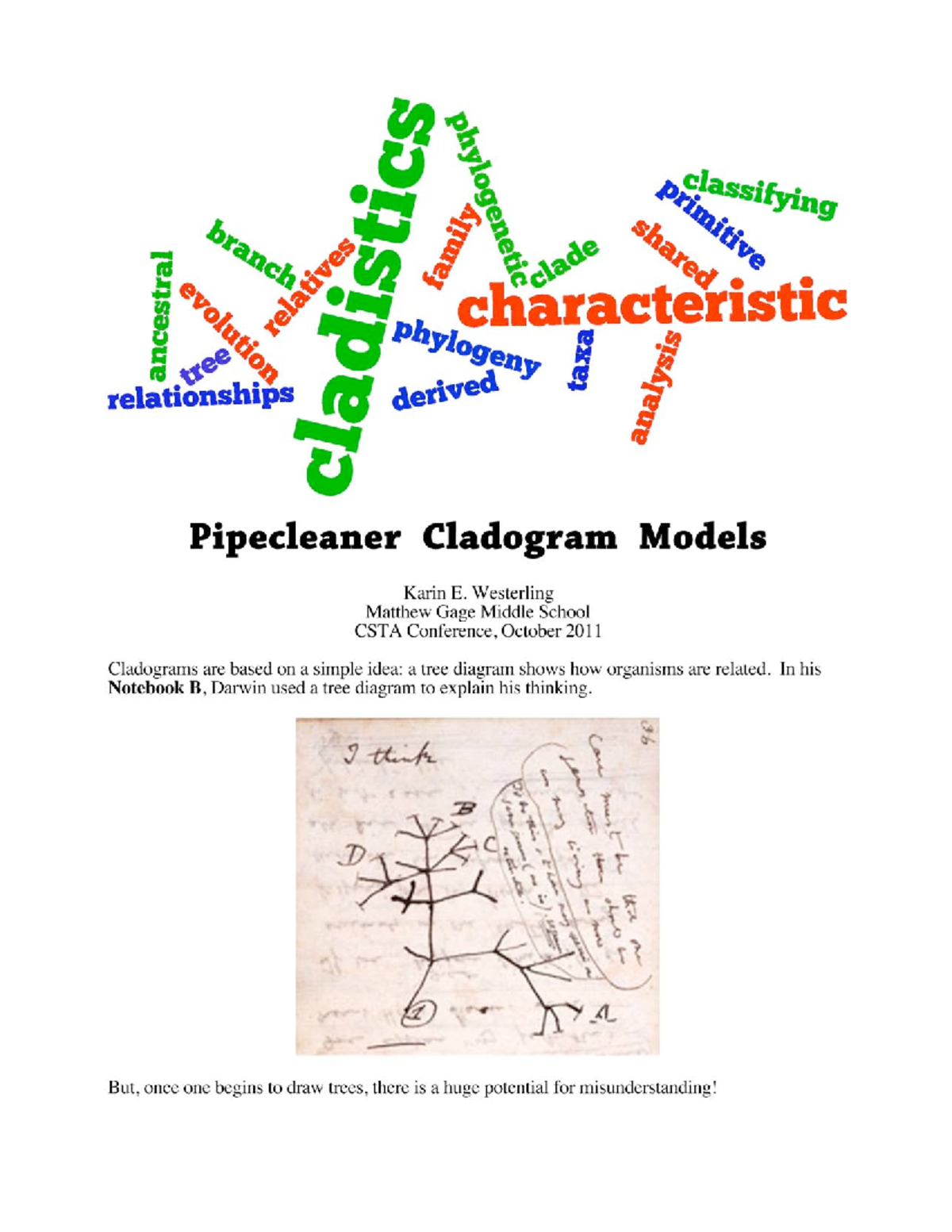 729 pipecleaner cladogram manipulative - Three dimensional models of ...