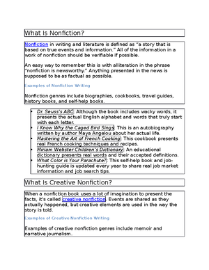 Creative Nonfiction Notes 1 - Creative Nonfiction – unlike creative ...