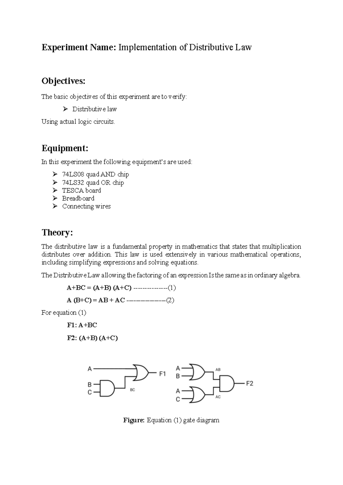 Dld lab 2 - Experiment Name: Implementation of Distributive Law ...
