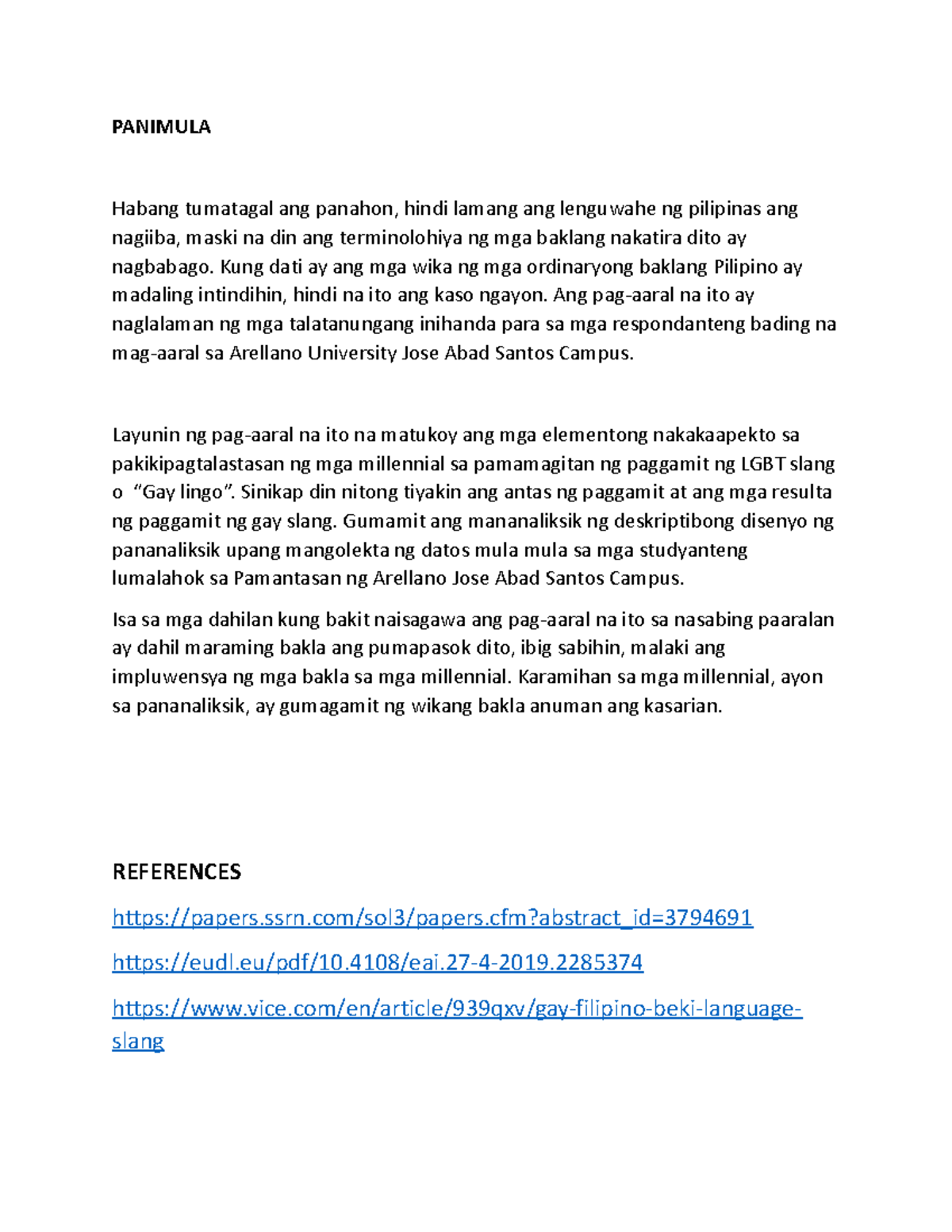 Panimula - Ropan - Lecture notes for wika - PANIMULA Habang tumatagal ...