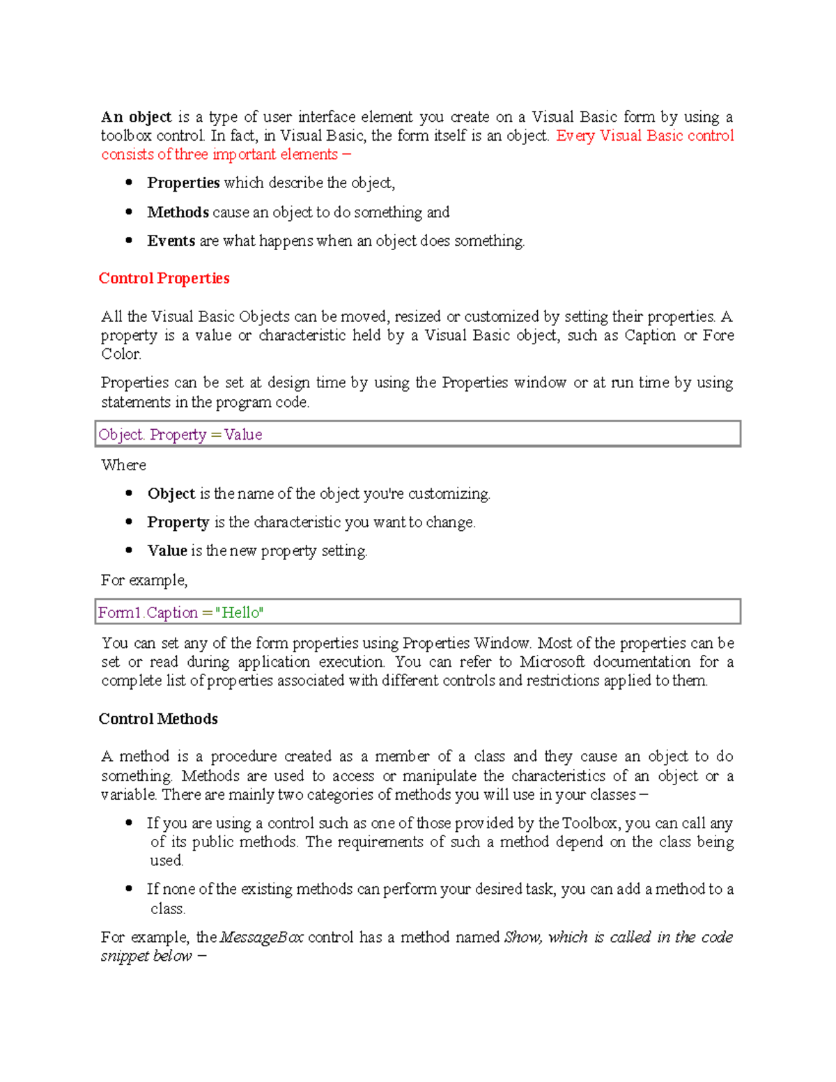 V Lecture 2D - An object is a type of user interface element you create ...
