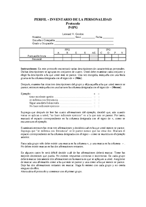 Protocolo -Test- Gordon P-IPG - PERFIL - INVENTARIO DE LA PERSONALIDAD ...