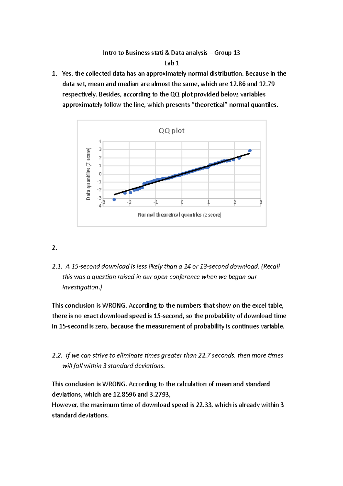 Lab 1 - Intro to Business stati & Data analysis – Group 13 Lab 1 Yes ...