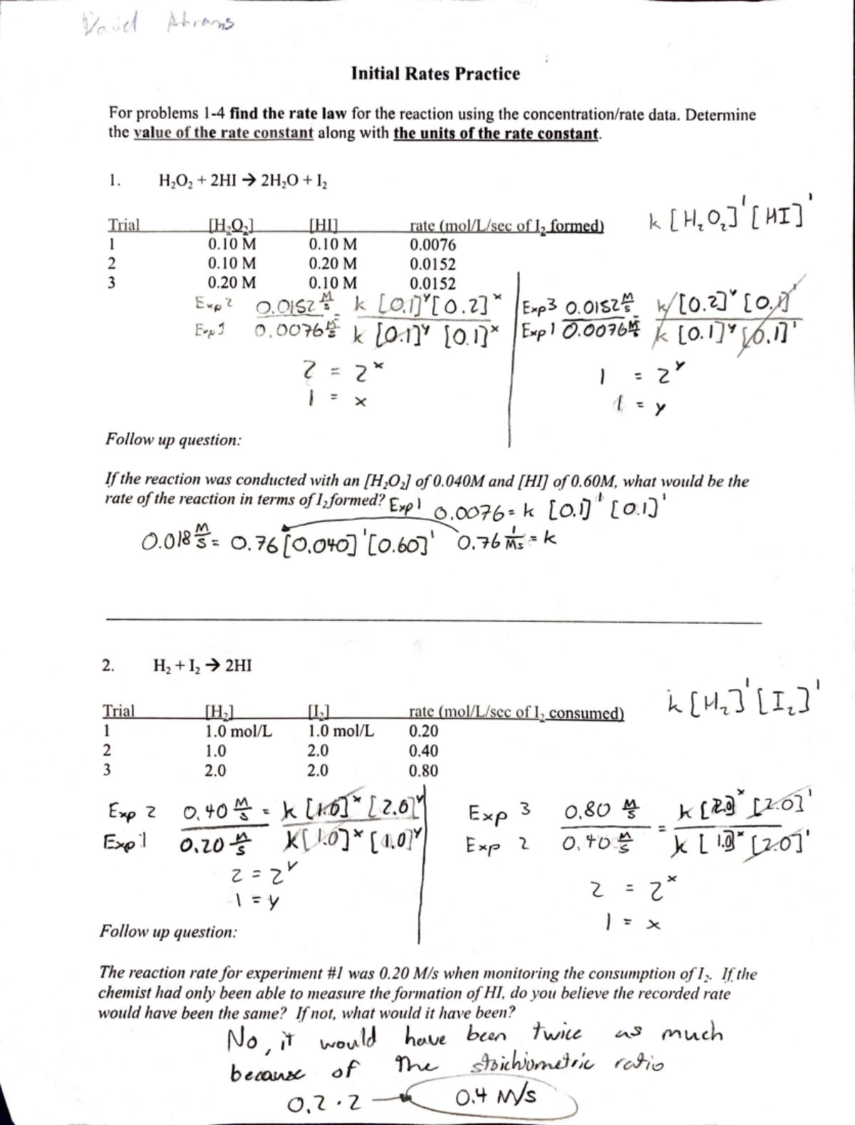 Adobe Scan Jan 18, 2024 - work - Initial Rates Practice For prob]en1s 1 ...