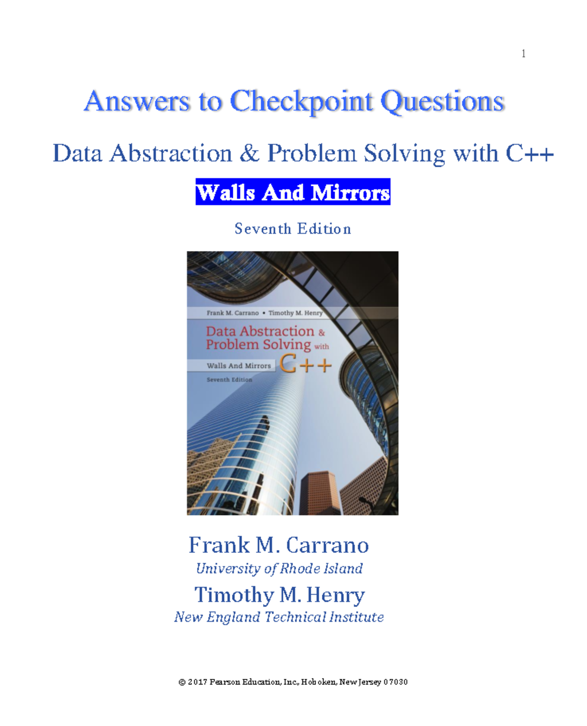 Answers to Checkpoint Questions. textbook answers - Answers to ...