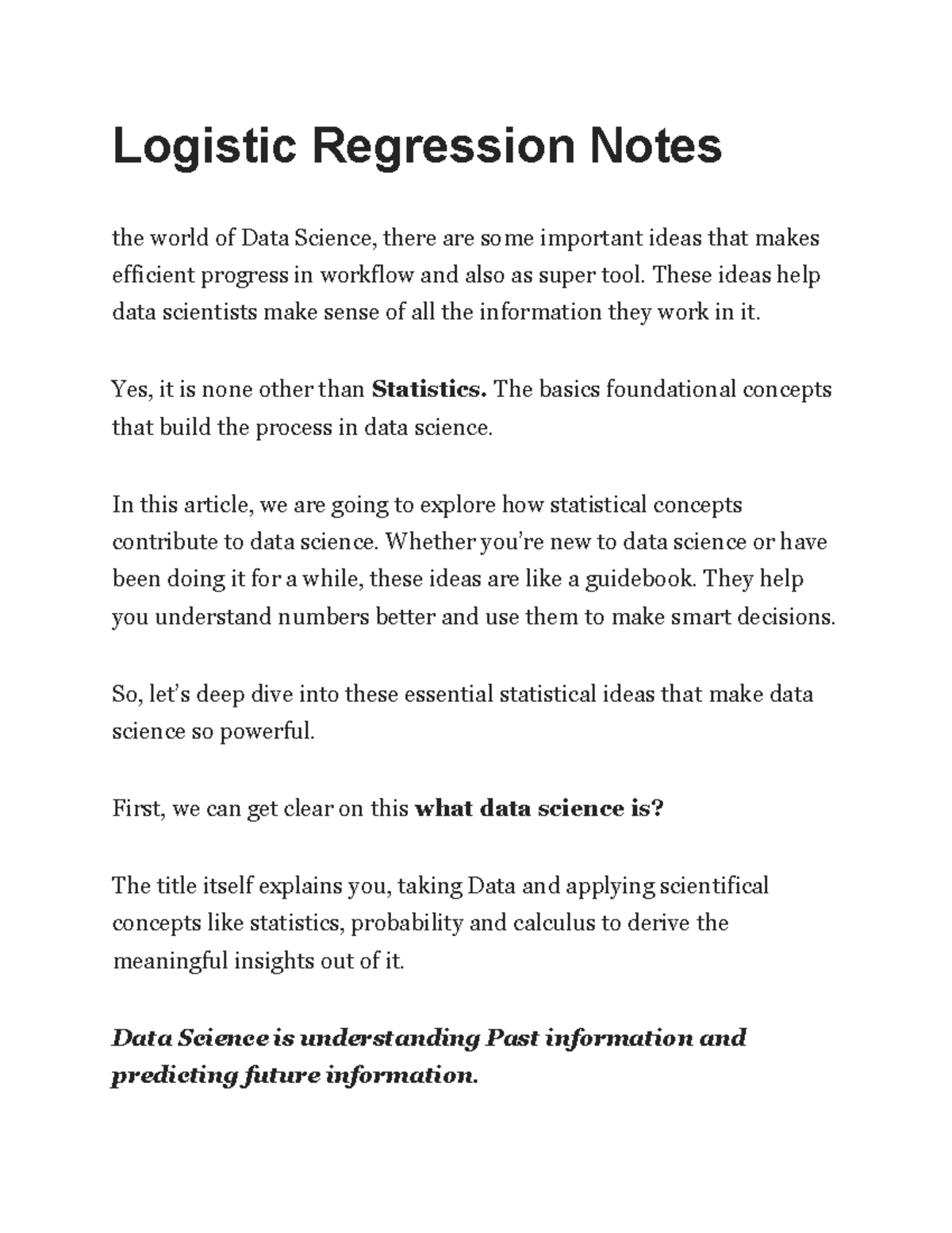 Logistic Regression Notes - These ideas help data scientists make sense ...