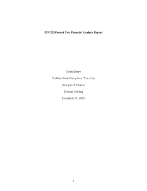 FIN 320 4-2 Case Study - 4-2 Case Study: Assessing a Company's Future ...