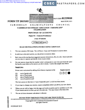 CSEC Mathematics P1 May-June - College Mathematics 1A - Studocu