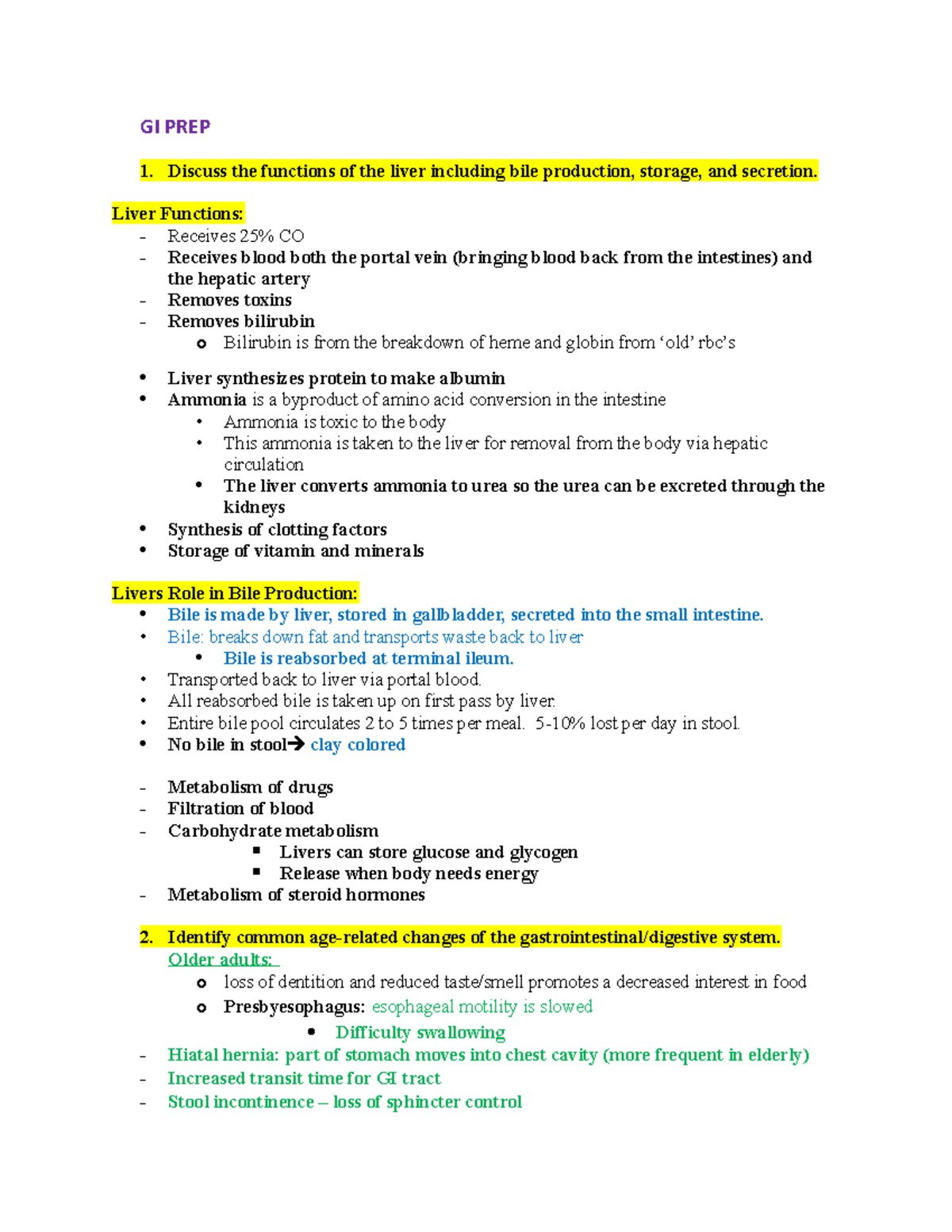 GI PREP - GI - nutrition prep worksheet - GI PREP 1. Discuss the ...