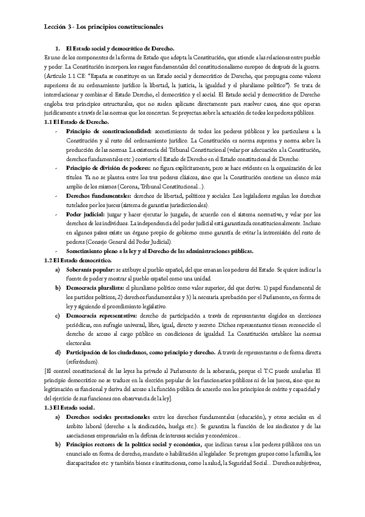Lección 3 Los principios constitucionales - El Estado social y ...
