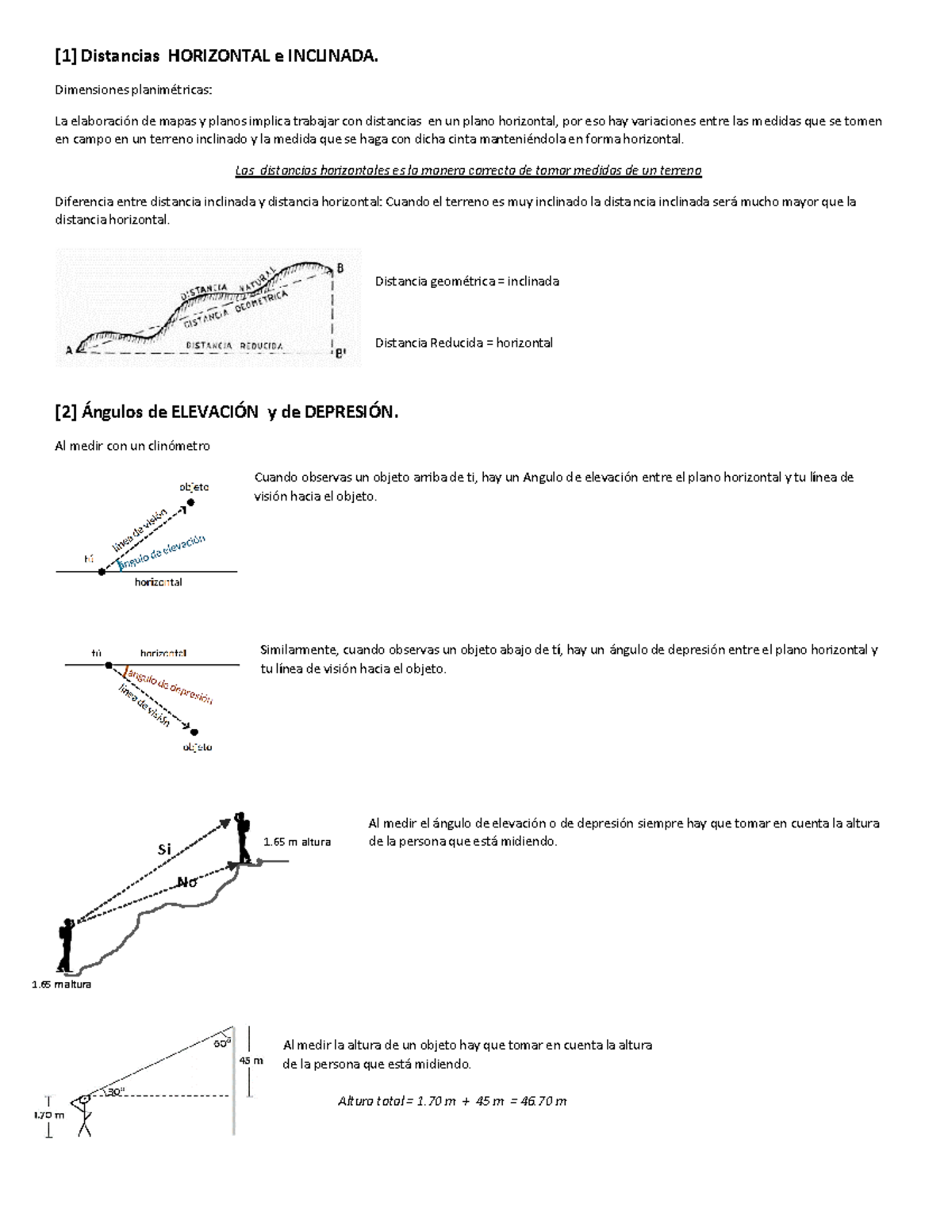 Pendientes y distancias en la topografía - [1] Distancias HORIZONTAL e ...