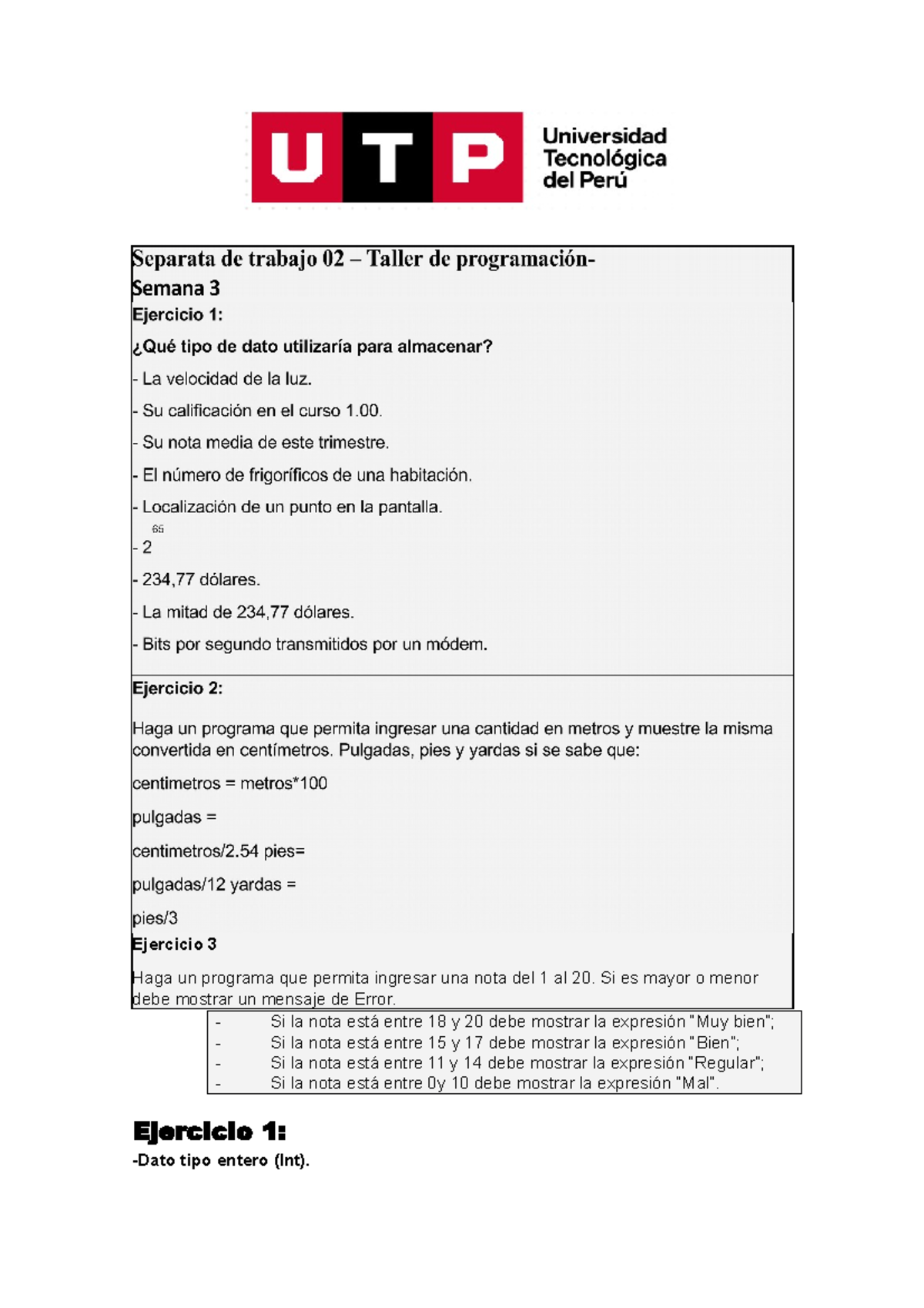 Programacion - Apuntes 1 - Taller de programacion - UTP - Studocu