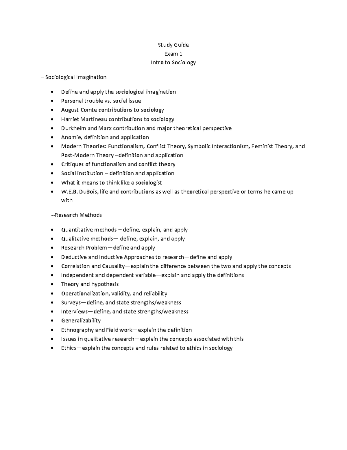 Study guide for chapter 1-5, exam 1 - Study Guide Exam 1 Intro to ...