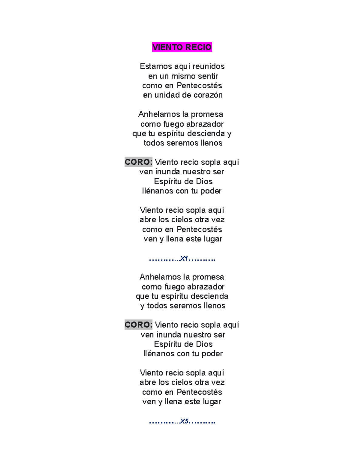 Viento Recio. m - Linda - VIENTO RECIO Estamos aquí reunidos en un ...