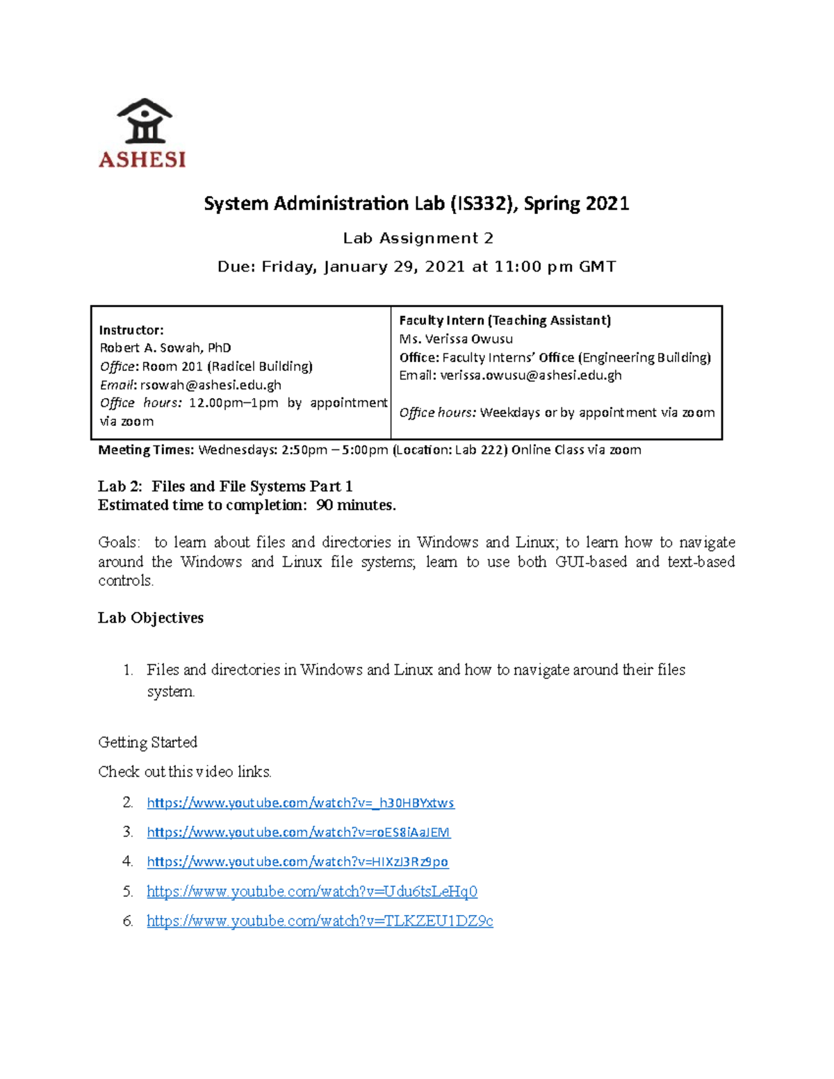 Lab 2 File Systems and Management - System Administration Lab (IS332 ...