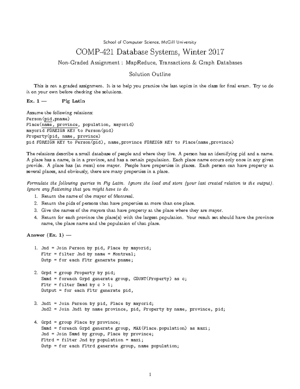 Map Reduce (2017 ) - School of Computer Science, McGill University COMP-421 Database Systems ...